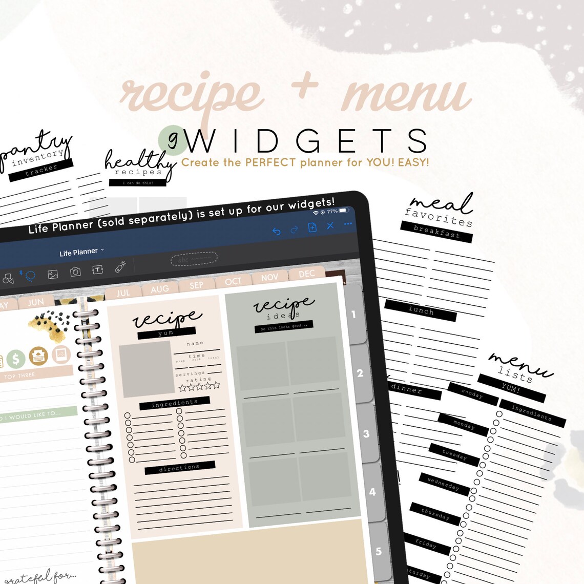 Recipe Menu Widgets Recipe Widgets Menu and Pantry - Etsy