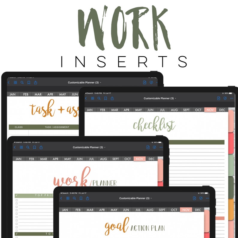 Word Digital INSERTS for the Customizable Digital Planner - Etsy