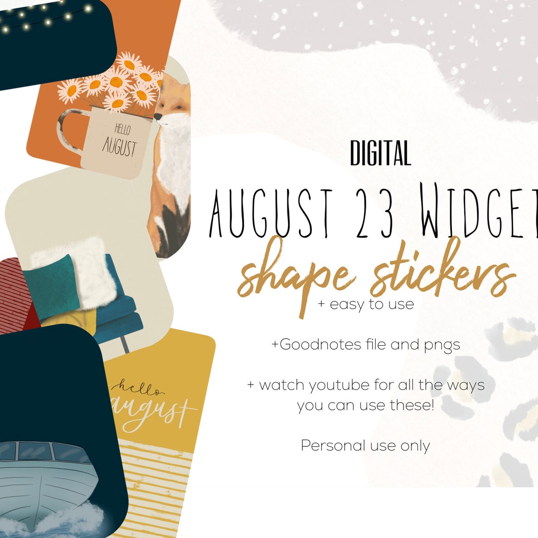 August 2023 Widget Shape Digital Stickers | Summer Goodnotes Modern ...