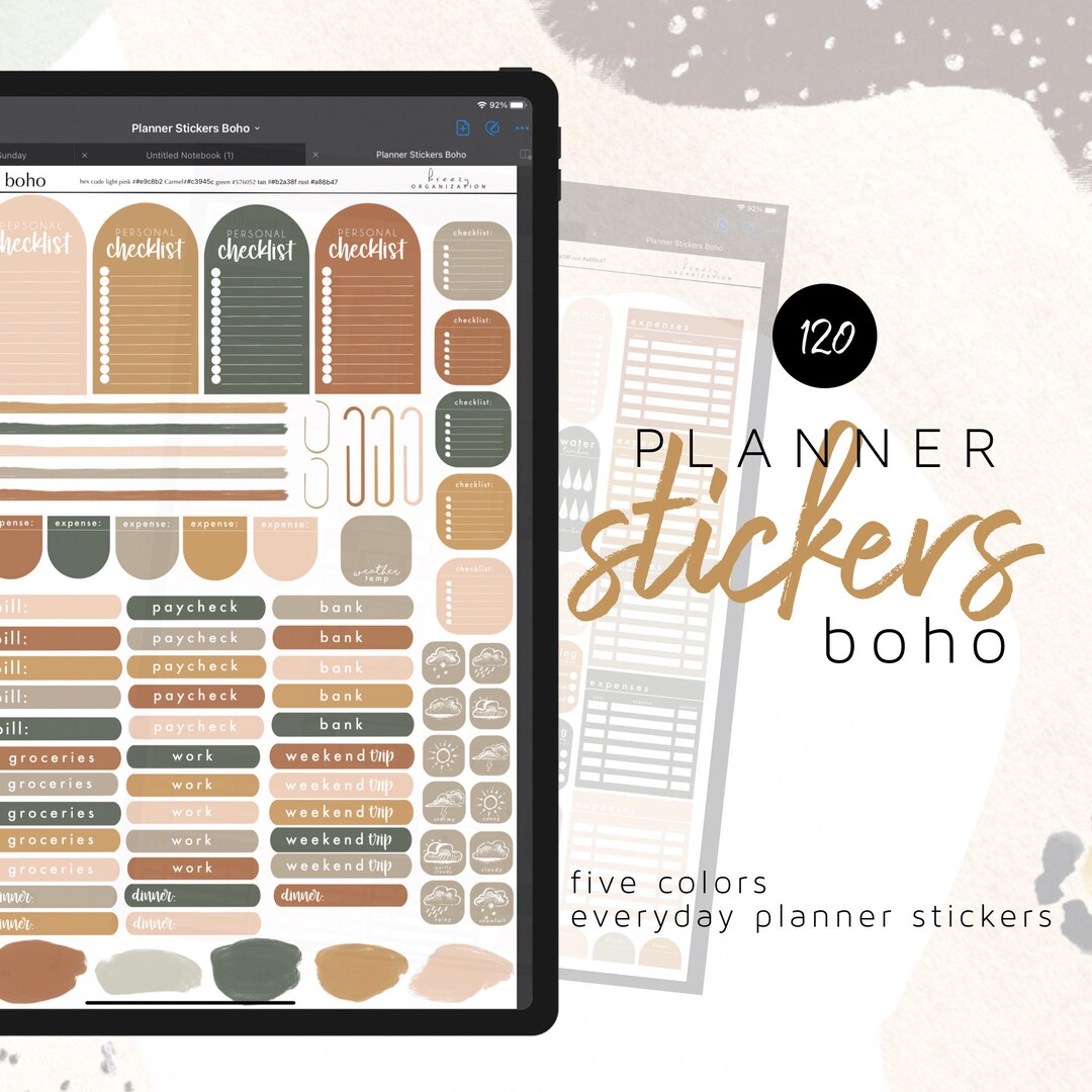 Boho Digital Planner Sticker Bundle | Perfect Digital Sticker Sticker ...
