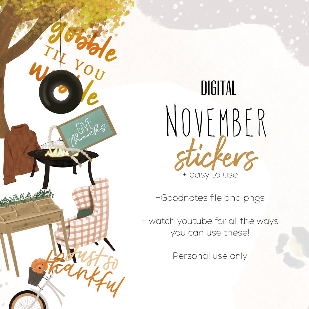 November 2023 Stickers for Goodnotes | Fall Digital Stickers Stickers ...