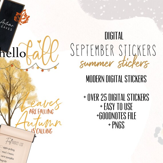 September Digital Stickers Fall Goodnotes Modern Stickers - Etsy