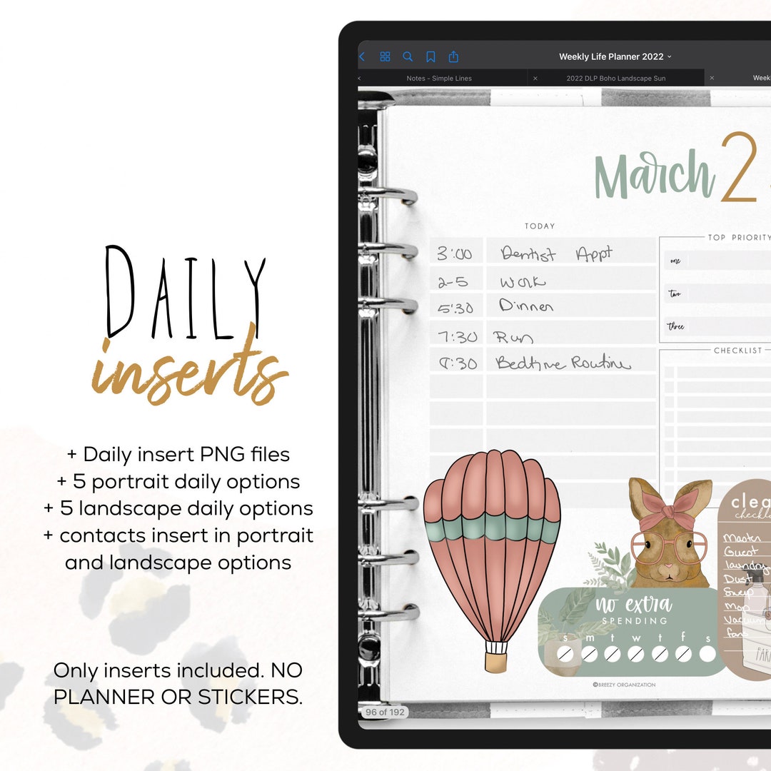 Daily Digital INSERTS for the Customizable and Life Digital Planner ...