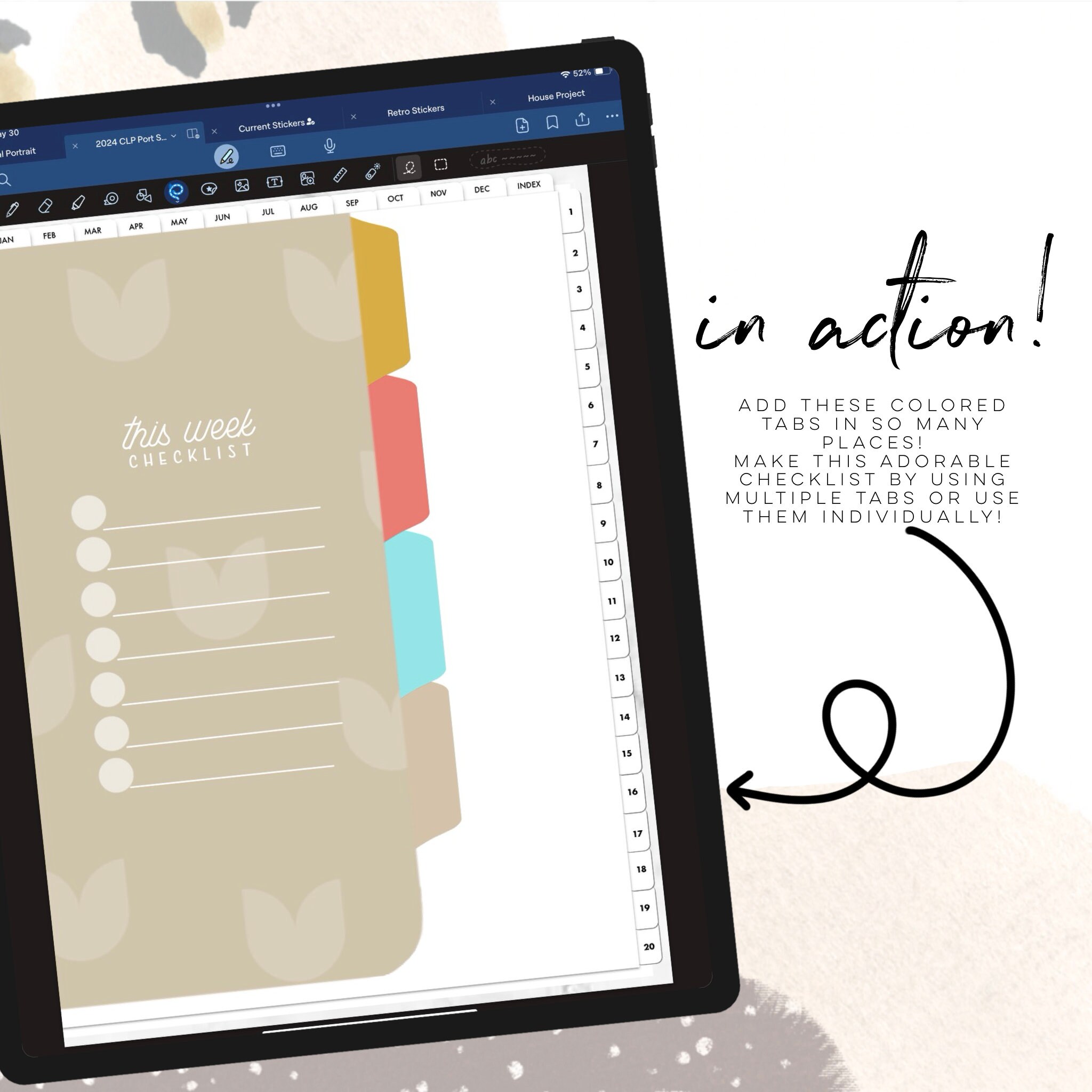Individual Tab Stickers for Goodnotes, Colored Tab Stickers | Tab ...