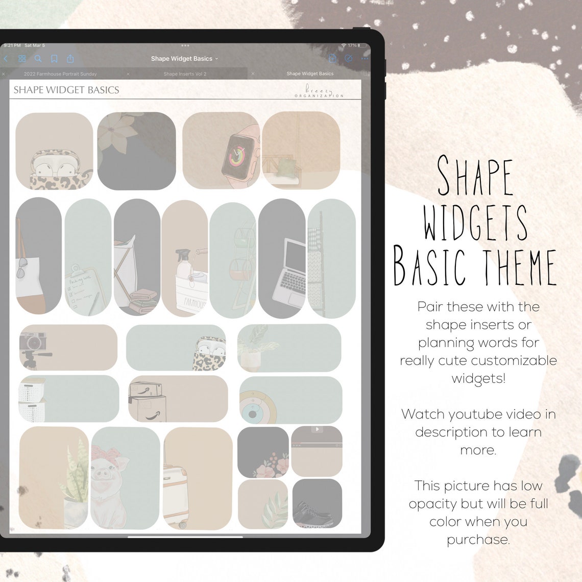 Shape Widgets Basic Theme Stickers Modern Digital Widget - Etsy