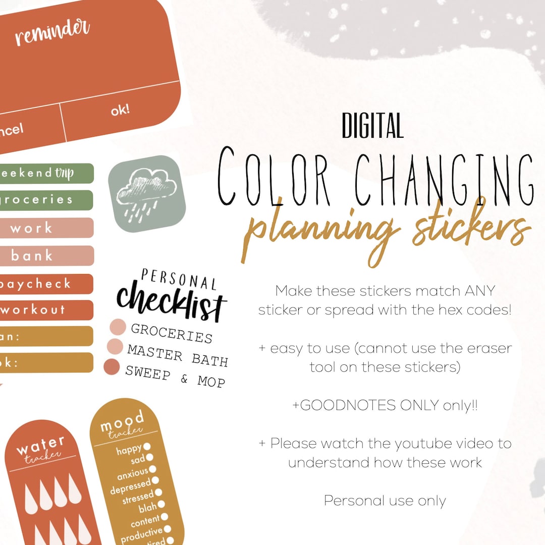 Color Changing Planning Stickers | GOODNOTES ONLY!!! | Digital Widgets ...