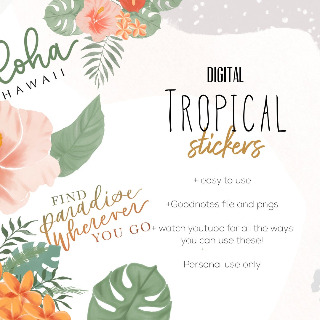 Tropical Floral Digital Stickers for Goodnotes | Floral Modern Digital ...