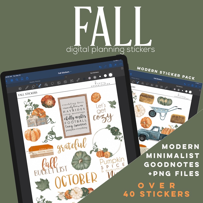 Fall Digital Sticker Pack for Goodnotes and PNG Files Fall | Etsy