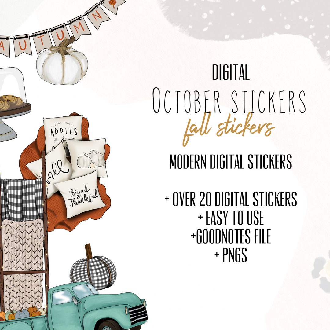 October Digital Stickers | Fall Goodnotes Modern Stickers, Digital Fall ...