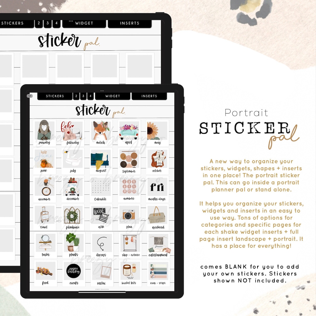 Portrait Sticker Pal Sticker, Widget and Insert Organizer | Digital ...