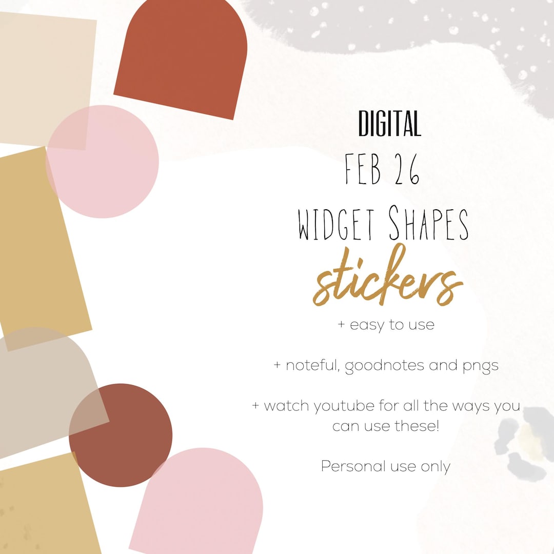 February 2026 Digital Shape Widgets | Digital Modern Stickers to Use in ...