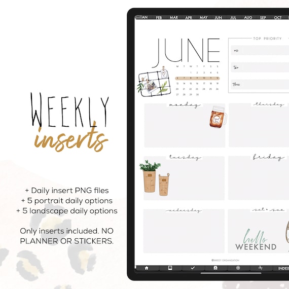 Weekly Digital INSERTS for the Customizable and Life Digital - Etsy