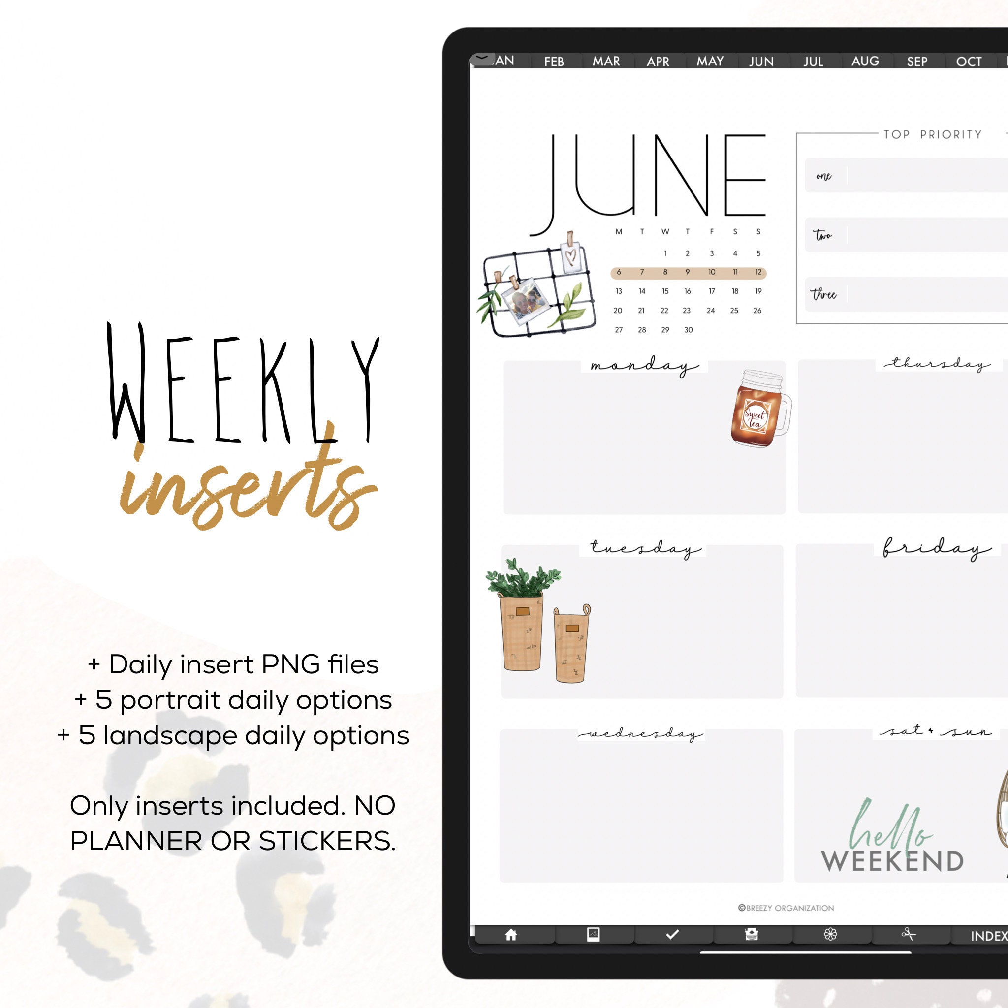 Weekly Digital INSERTS for the Customizable and Life Digital Planner ...