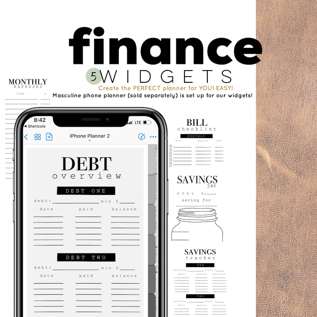 Finance (bill Pay, Debt, Savings and More) Masculine Digital WIDGETS ...