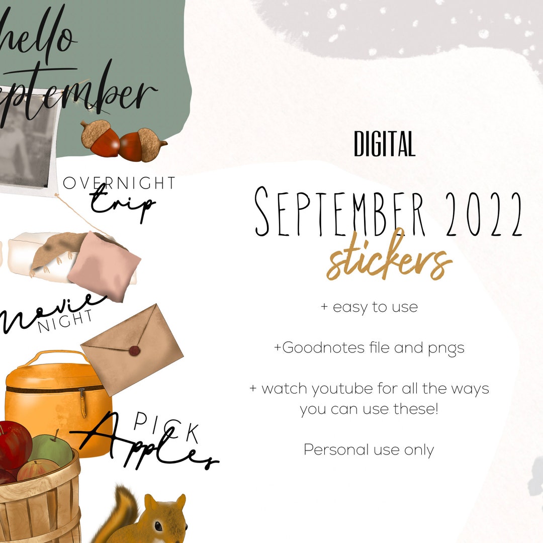 September 2022 Stickers for Goodnotes | Fall Digital Stickers Stickers ...