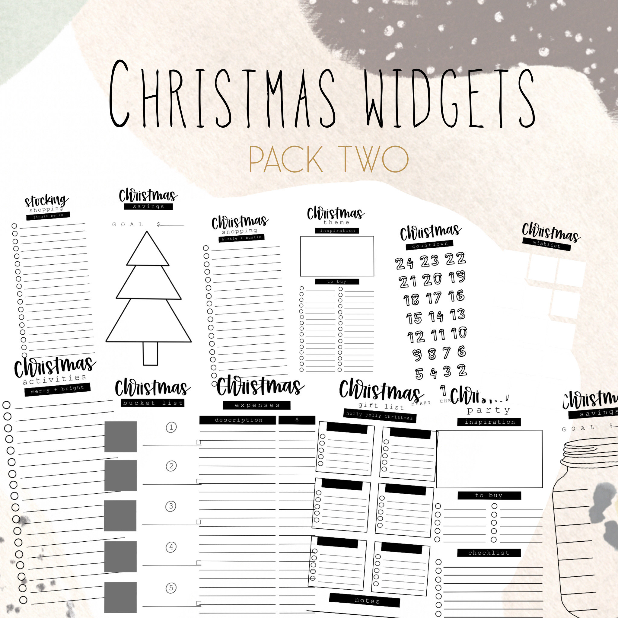 Christmas Widgets TWO Countdown Christmas Savings Gift List - Etsy