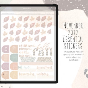 November 2022 Digital Essential Stickers | Fall Goodnotes Modern ...