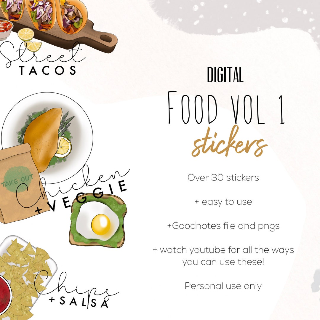Food Digital Stickers Vol 1 | Modern Food Stickers Goodnotes Modern ...
