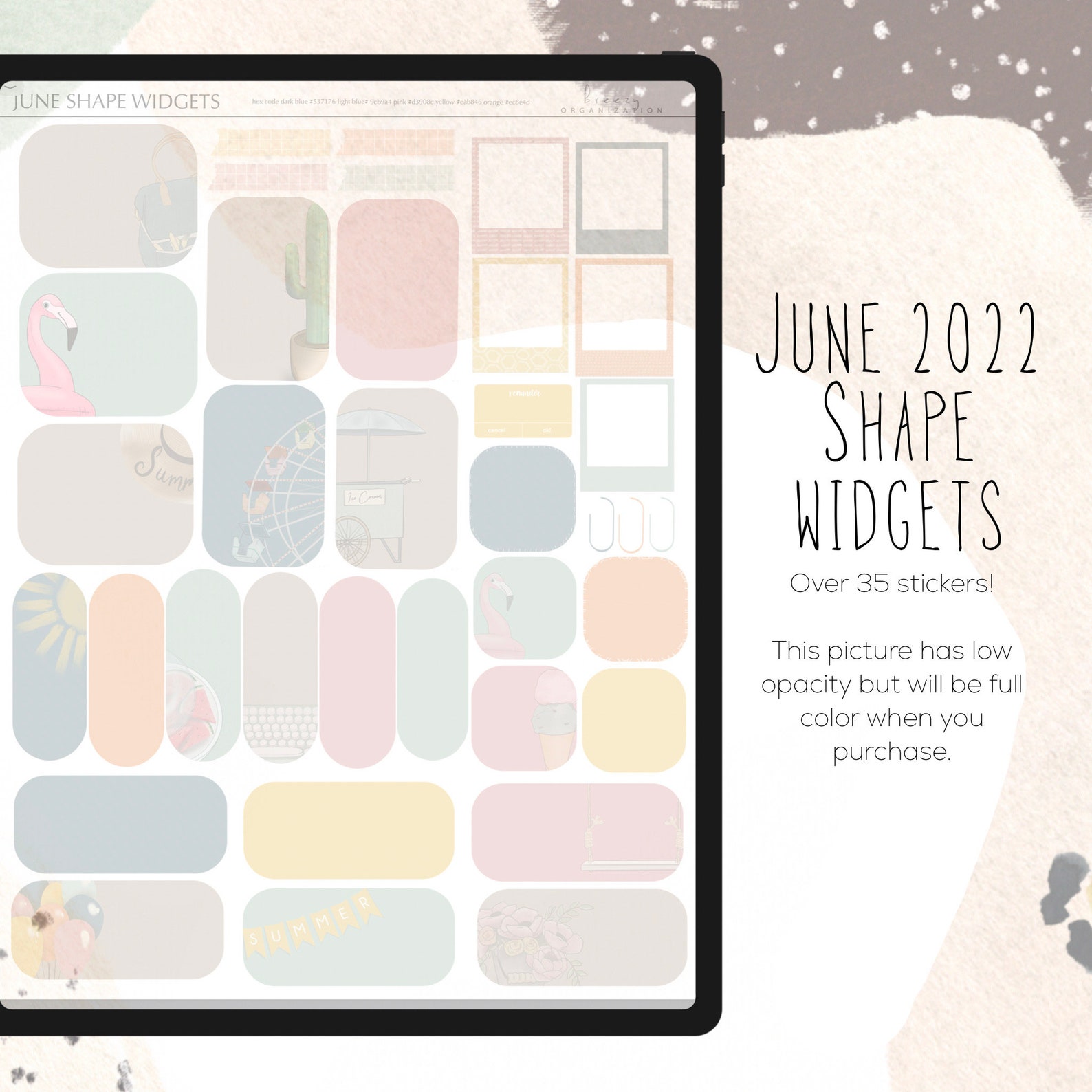 June Shape Stickers 2022 Modern Digital Summer Stickers - Etsy