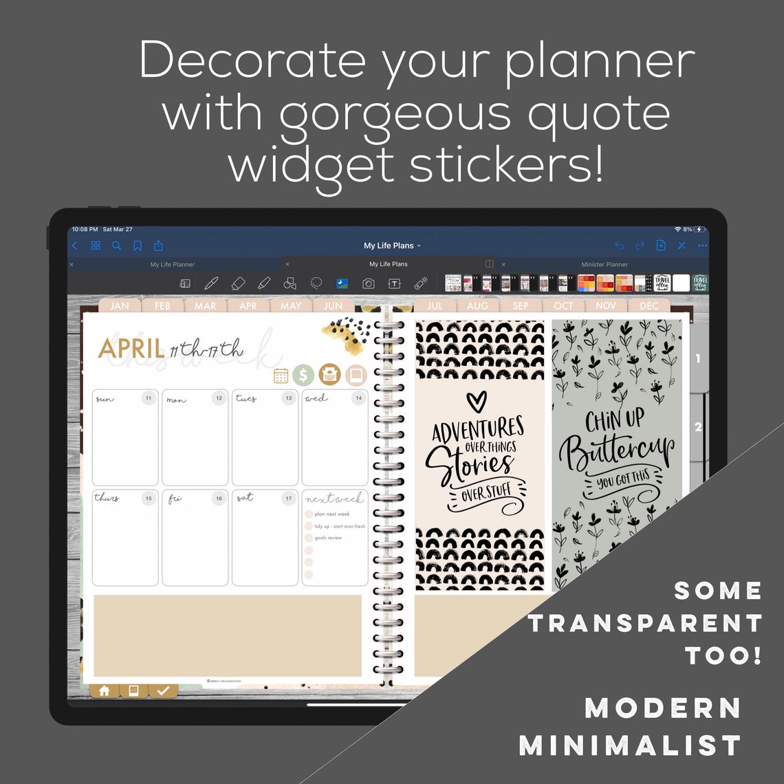 Widgets Quote Stickers Digital WIDGETS for the Customizable - Etsy UK