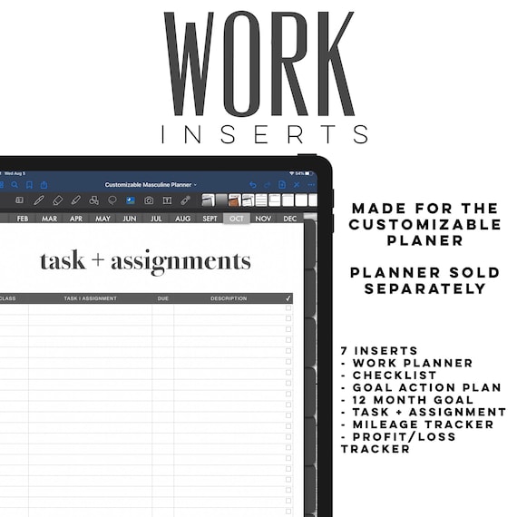 Work Masculine Digital INSERTS for the Customizable Digital | Etsy