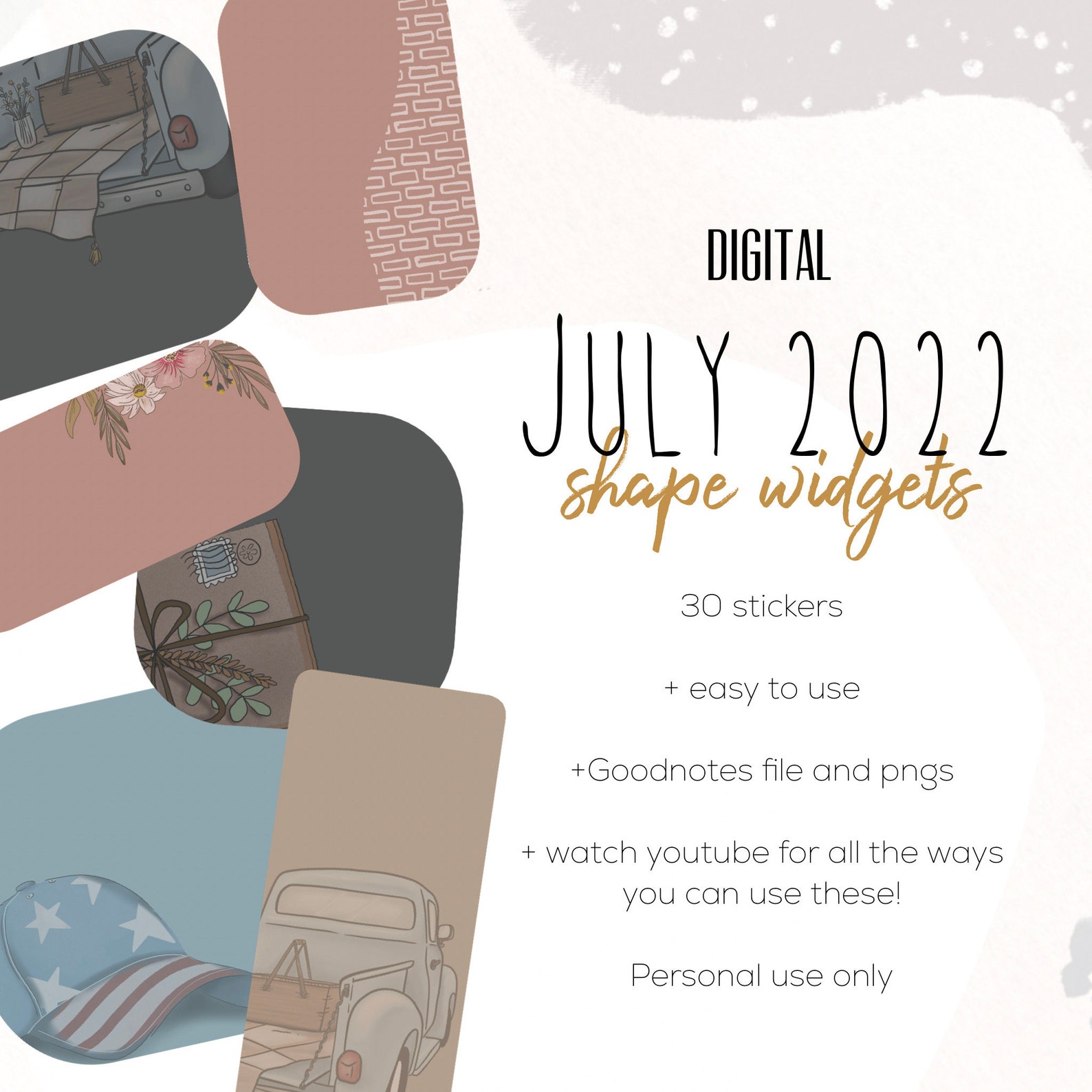 July 2022 Shape Widgets for Goodnotes July 2022 Digital - Etsy