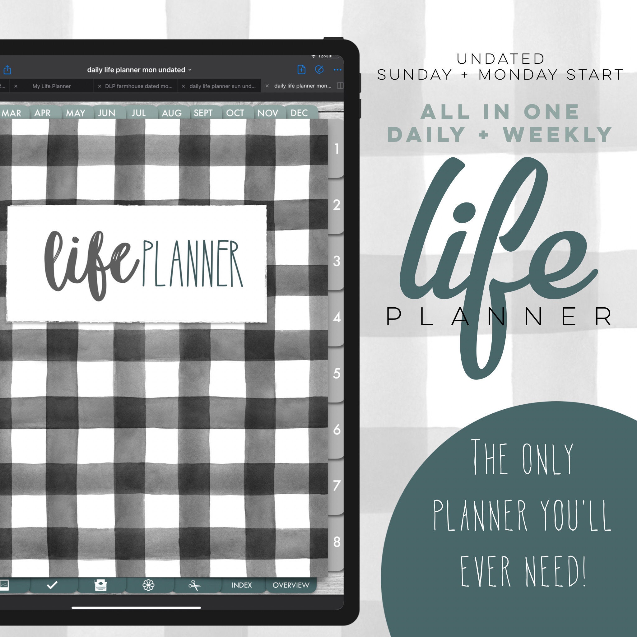 All in one Planner Digital life planner easy customizable planner with ...