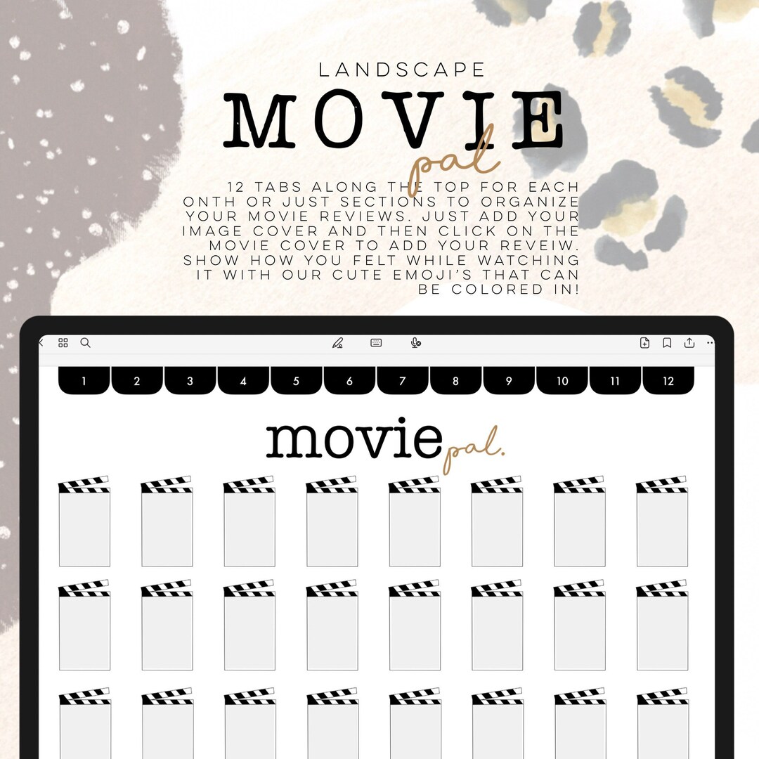 Movie Pal LANDSCAPE | Digital Planner Organizer | Digital Movie or Tv ...