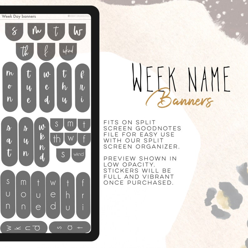 Week Day Banner Stickers Modern Week Name Stickers - Etsy