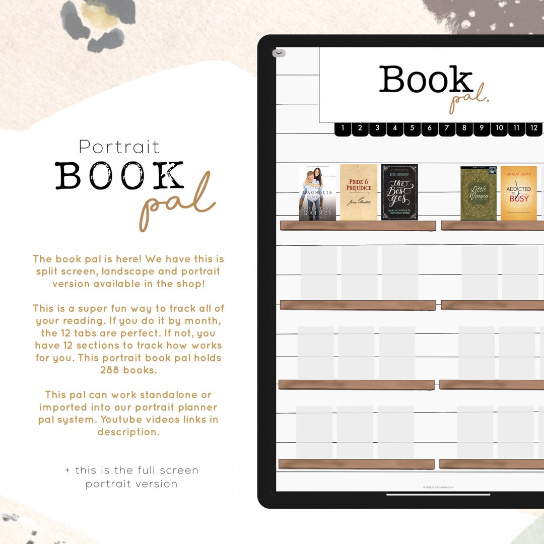 Portrait Book Pal | Digital Planner Organizer | Digital Book Reviews - Etsy
