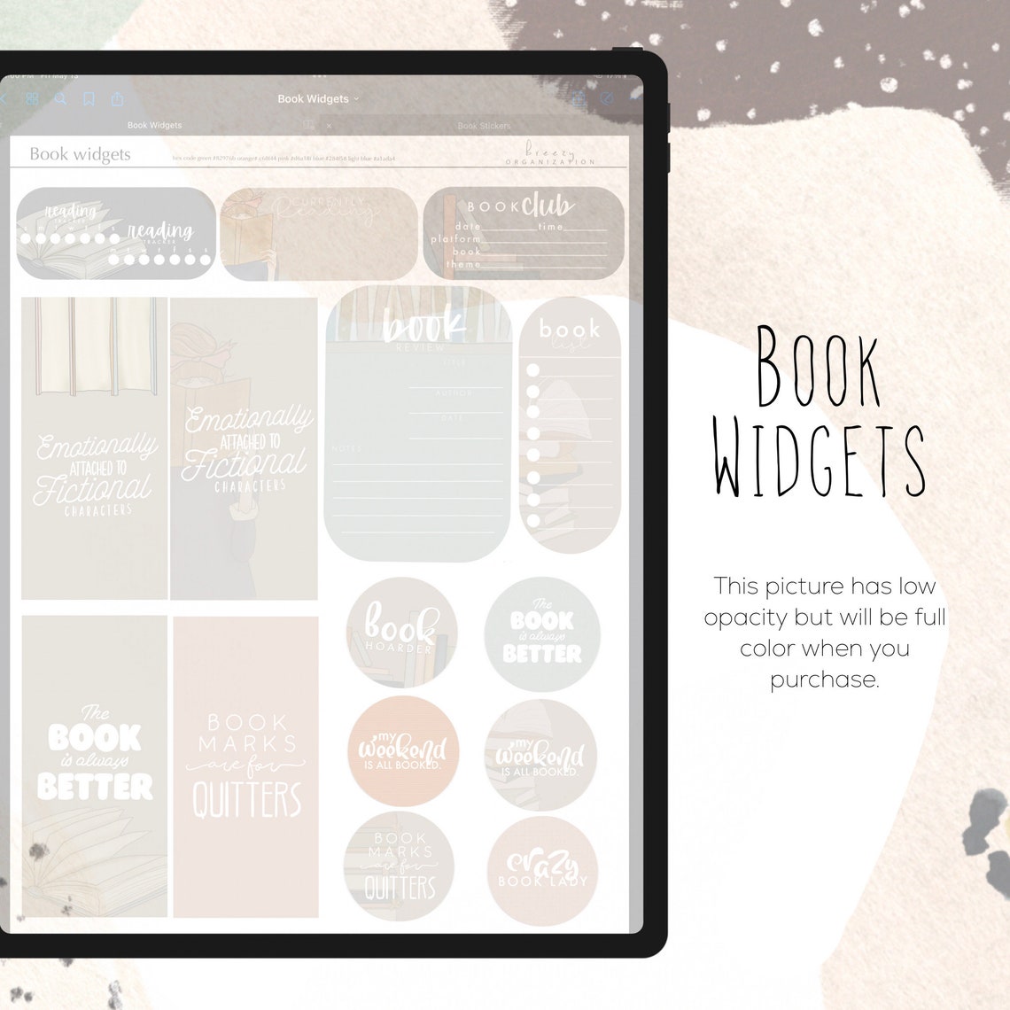 Book Digital Widgets for Goodnotes, Modern Minimalist Digital Stickers ...