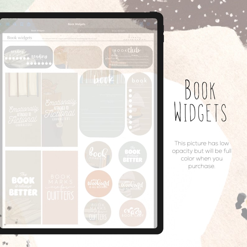 Book Digital Widgets for Goodnotes Modern Minimalist Digital | Etsy