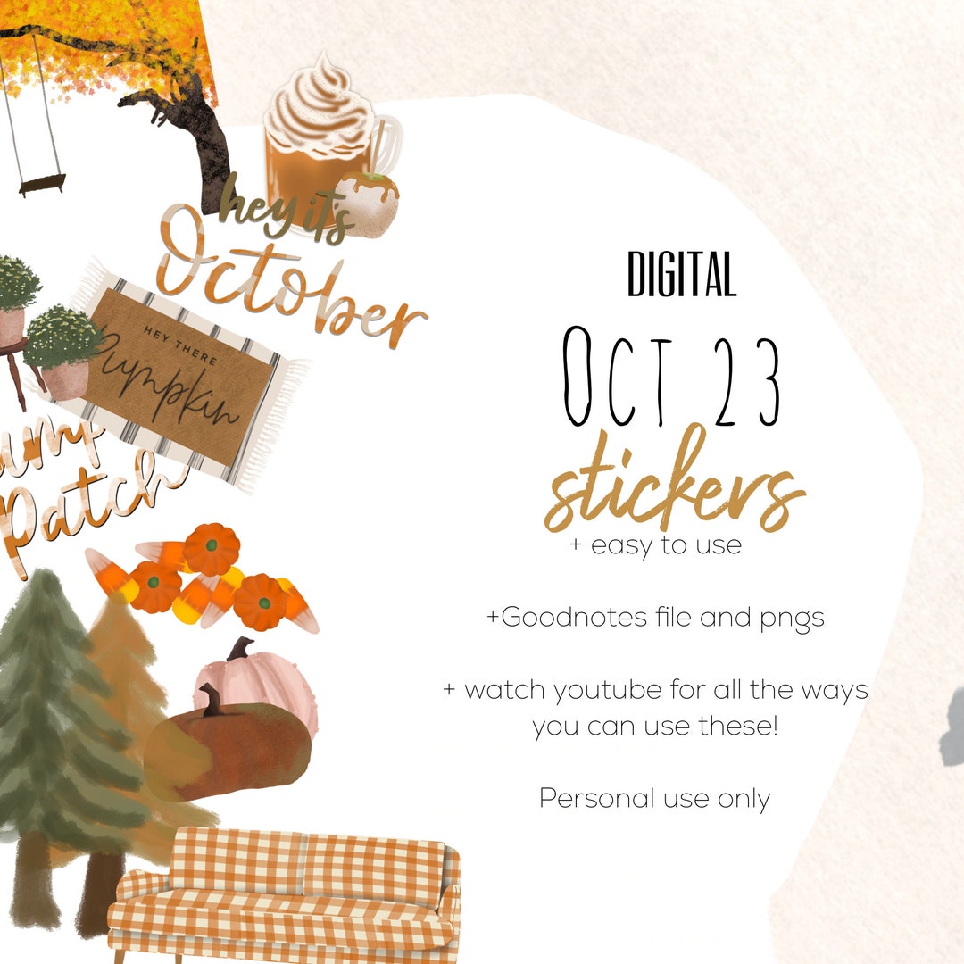October 2023 Stickers for Goodnotes | Fall Digital Stickers Stickers ...
