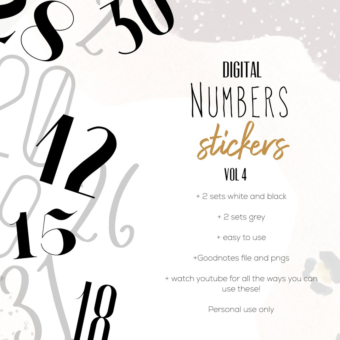 Numbers Vol 4 | Number Stickers for Digital Planning - Etsy