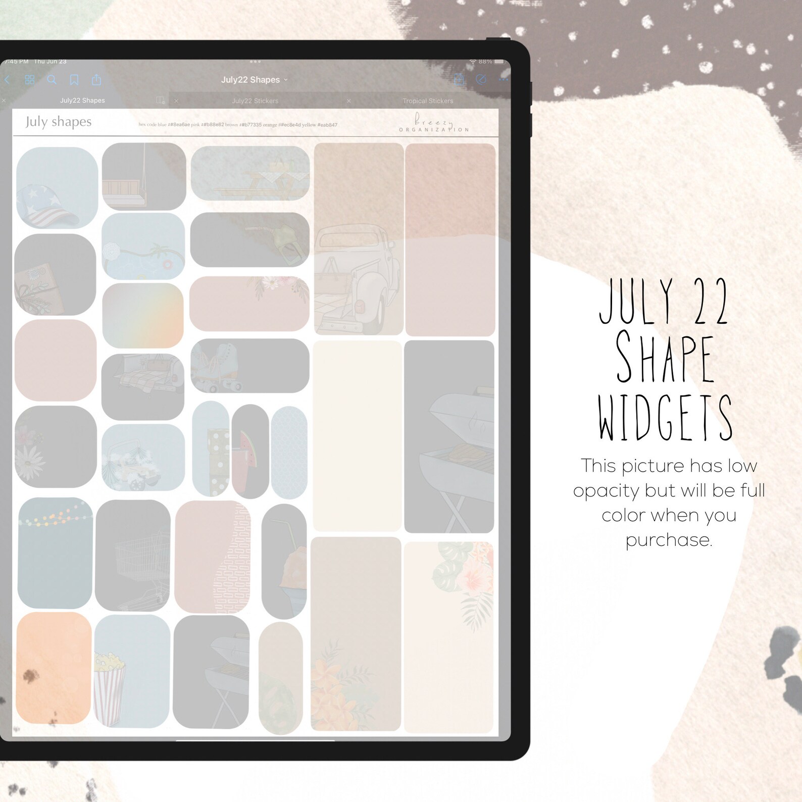 July 2022 Shape Widgets for Goodnotes July 2022 Digital - Etsy