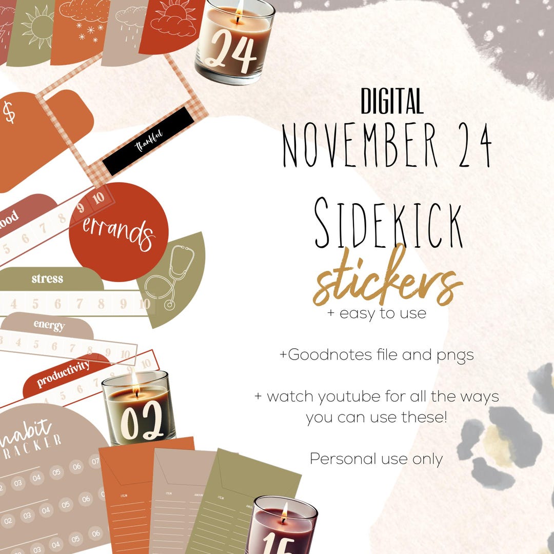 November 2024 Sidekick Digital Stickers | Fall Goodnotes Modern ...