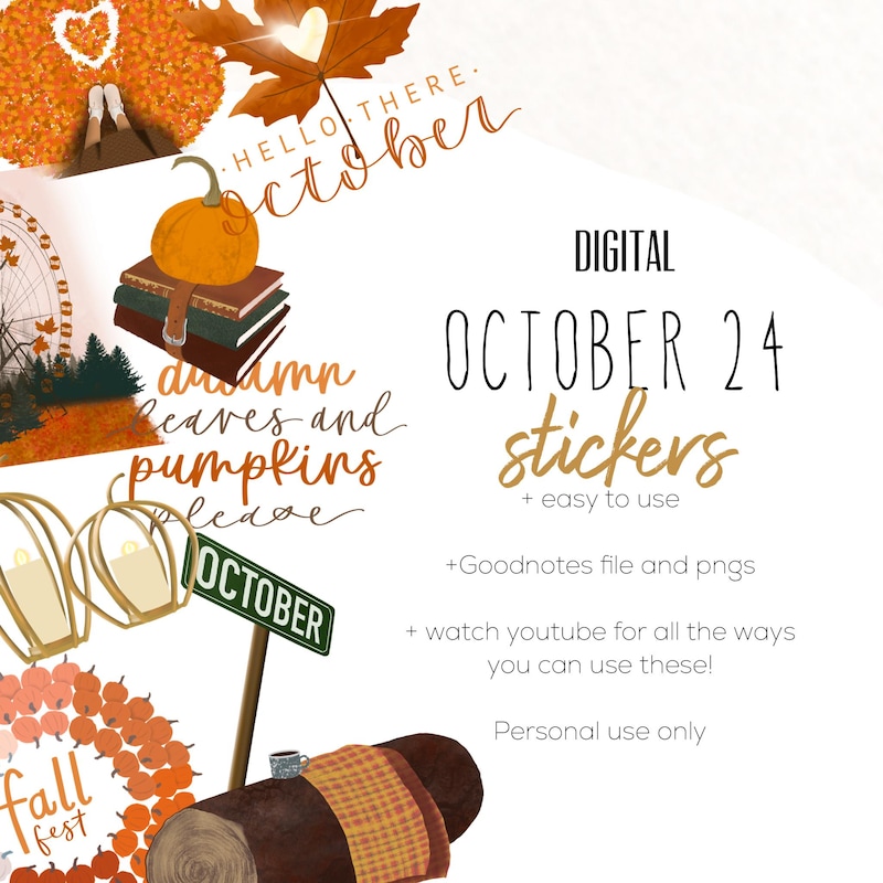 October Stickers - Etsy