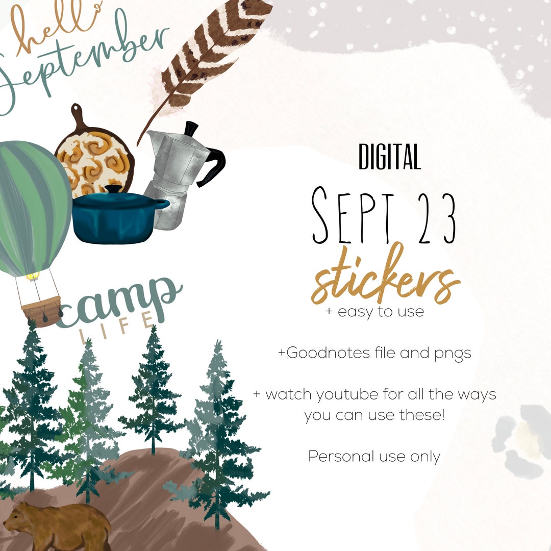 September 2023 Digital Stickers, Summer Goodnotes Modern Stickers ...