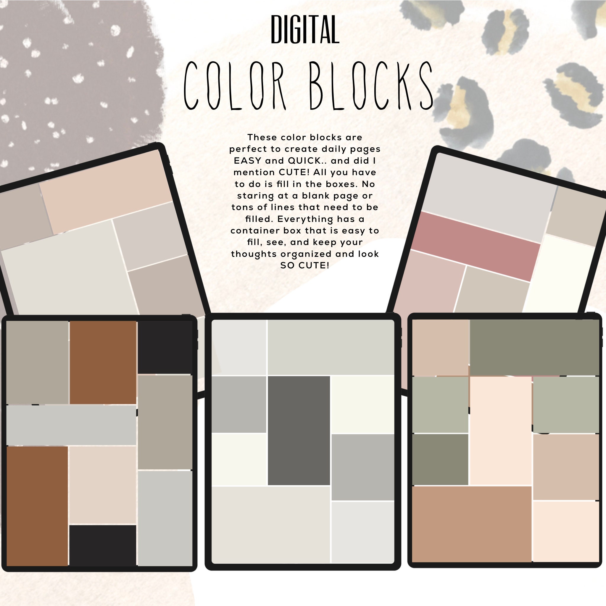 Neutral 24 Color Blocks for the Customizable and Life Digital Planner ...