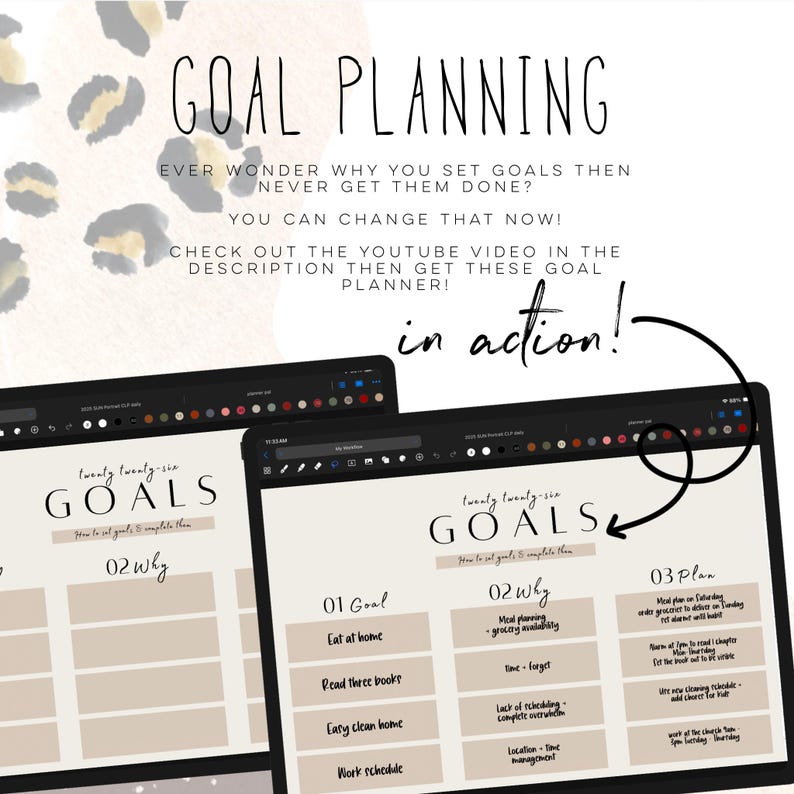 Goal Planning | Modern Digital Cute Background Stickers | Goals Digital ...