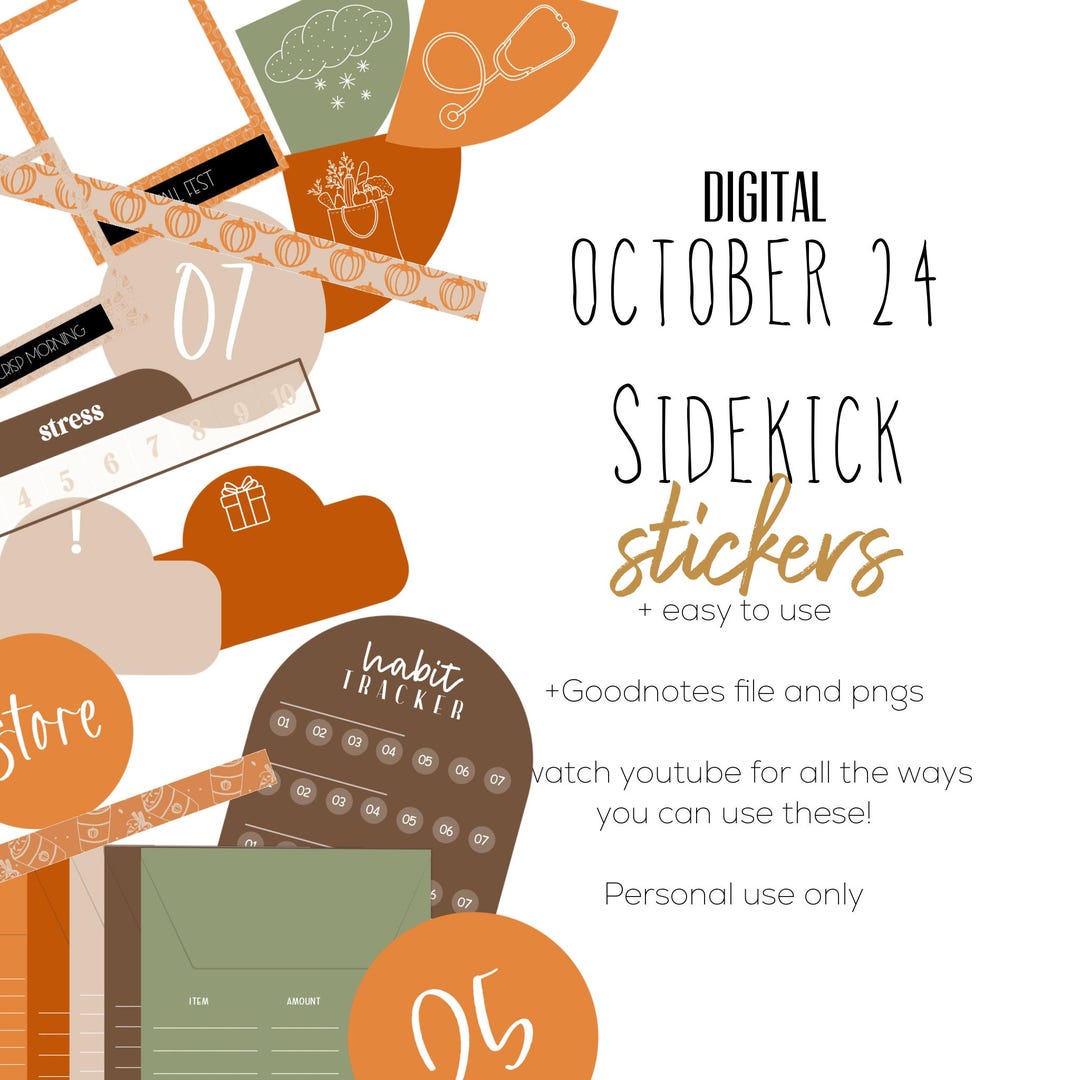 October 2024 Sidekick Digital Stickers | Fall Goodnotes Modern Stickers ...