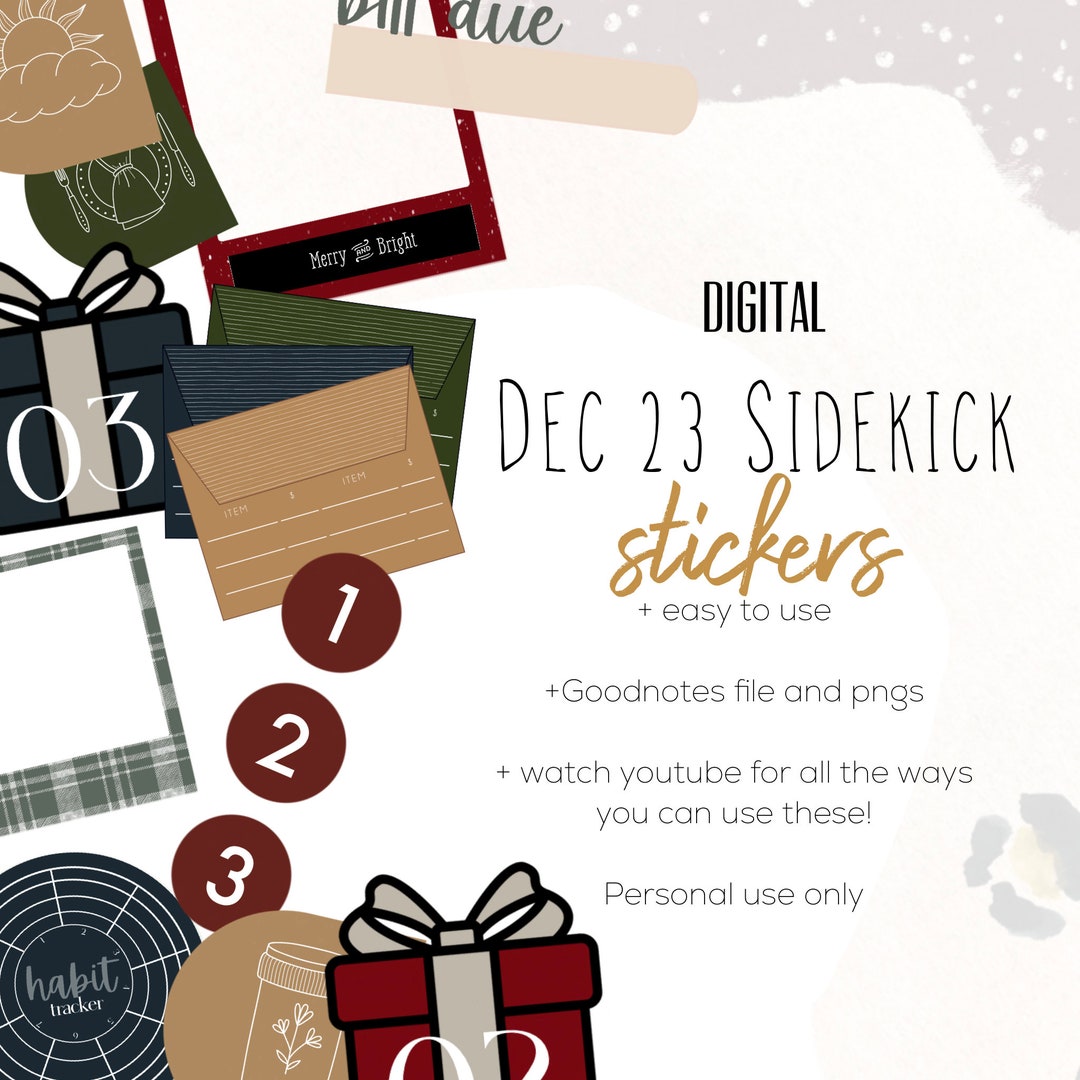 December 2023 Sidekick Stickers | Christmas Goodnotes Modern Stickers ...