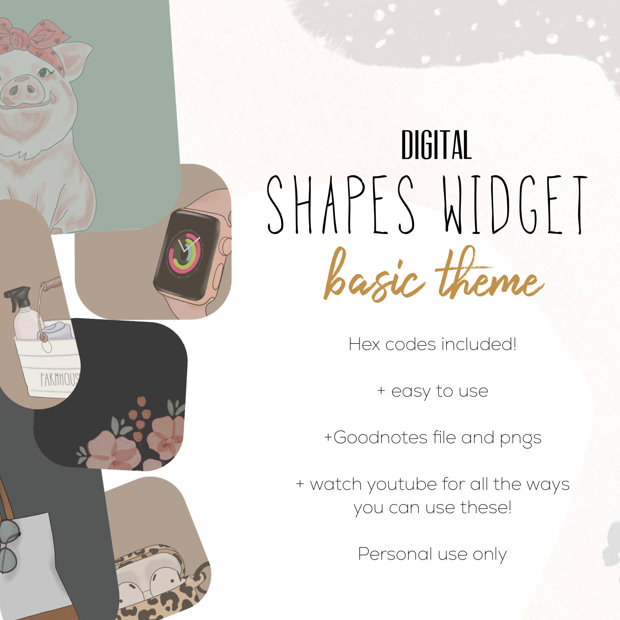 Shape Widgets Basic Theme Stickers Modern Digital Widget - Etsy