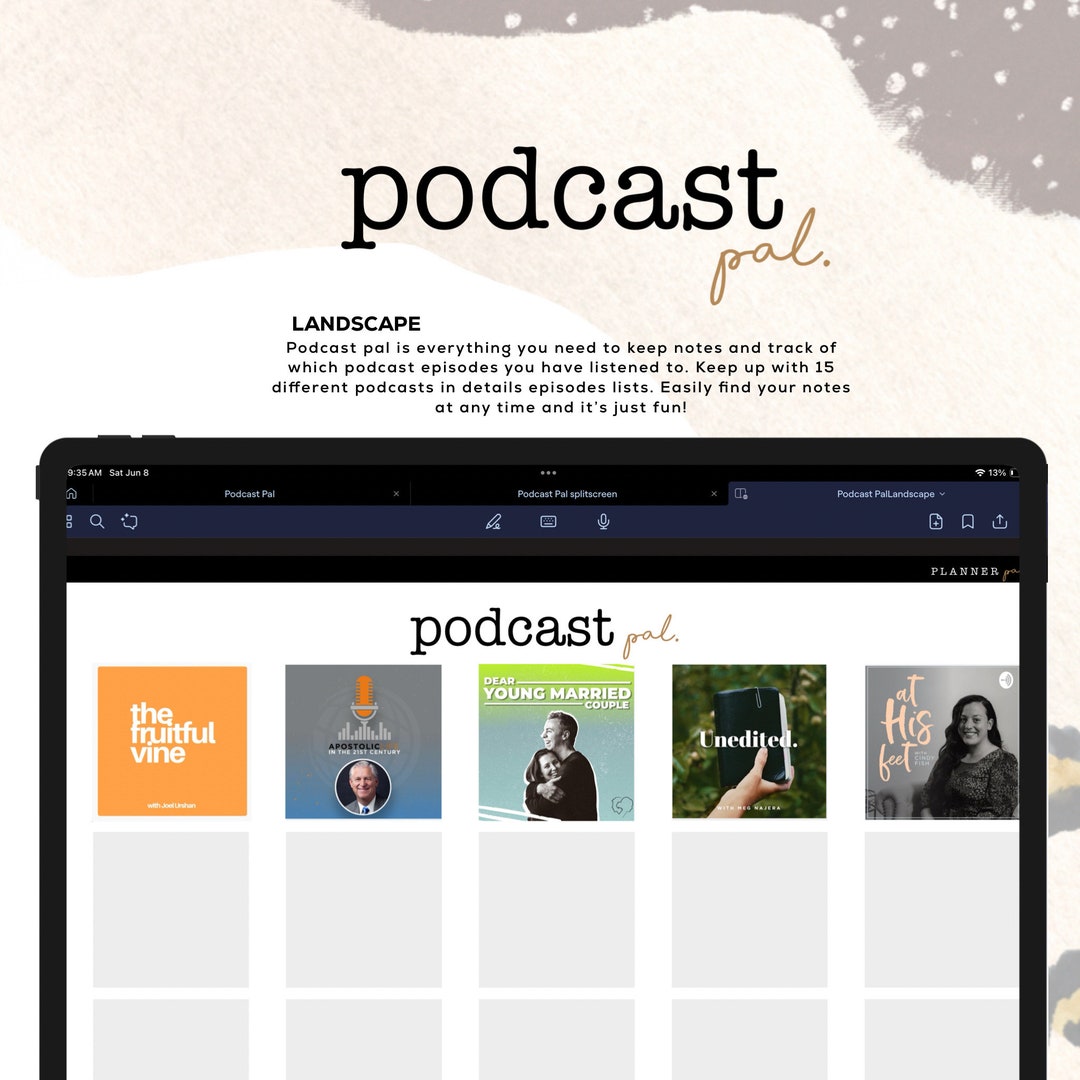 Podcast Pal Landscape | the Digital Planning Organizing System! - Etsy