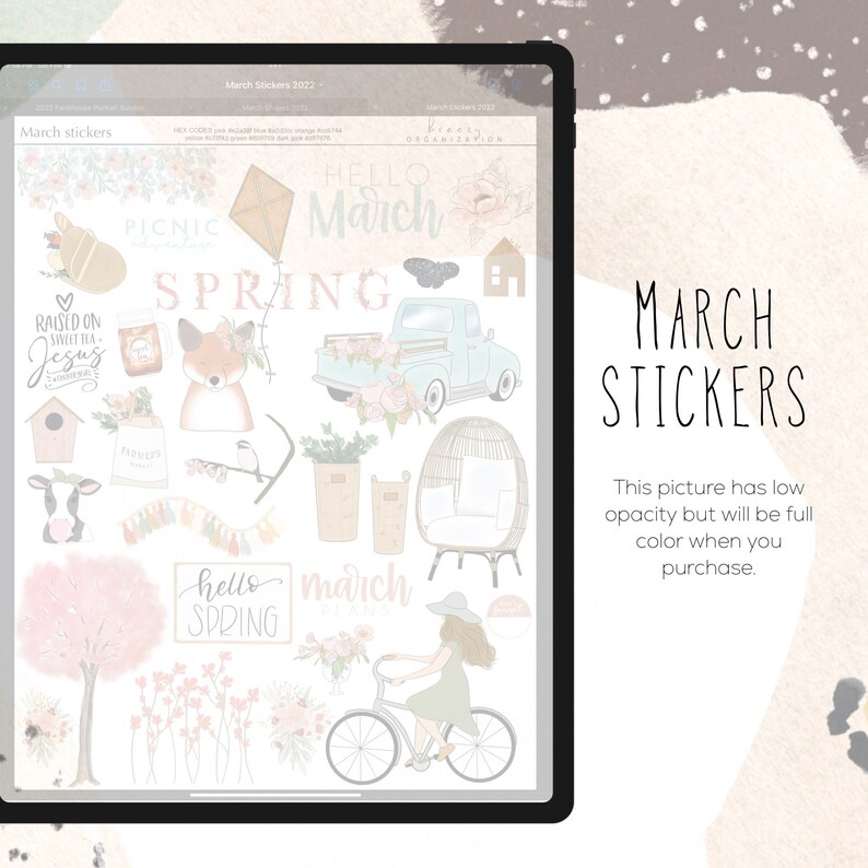 March Digital Stickers 2022 Modern Digital Spring Stickers - Etsy