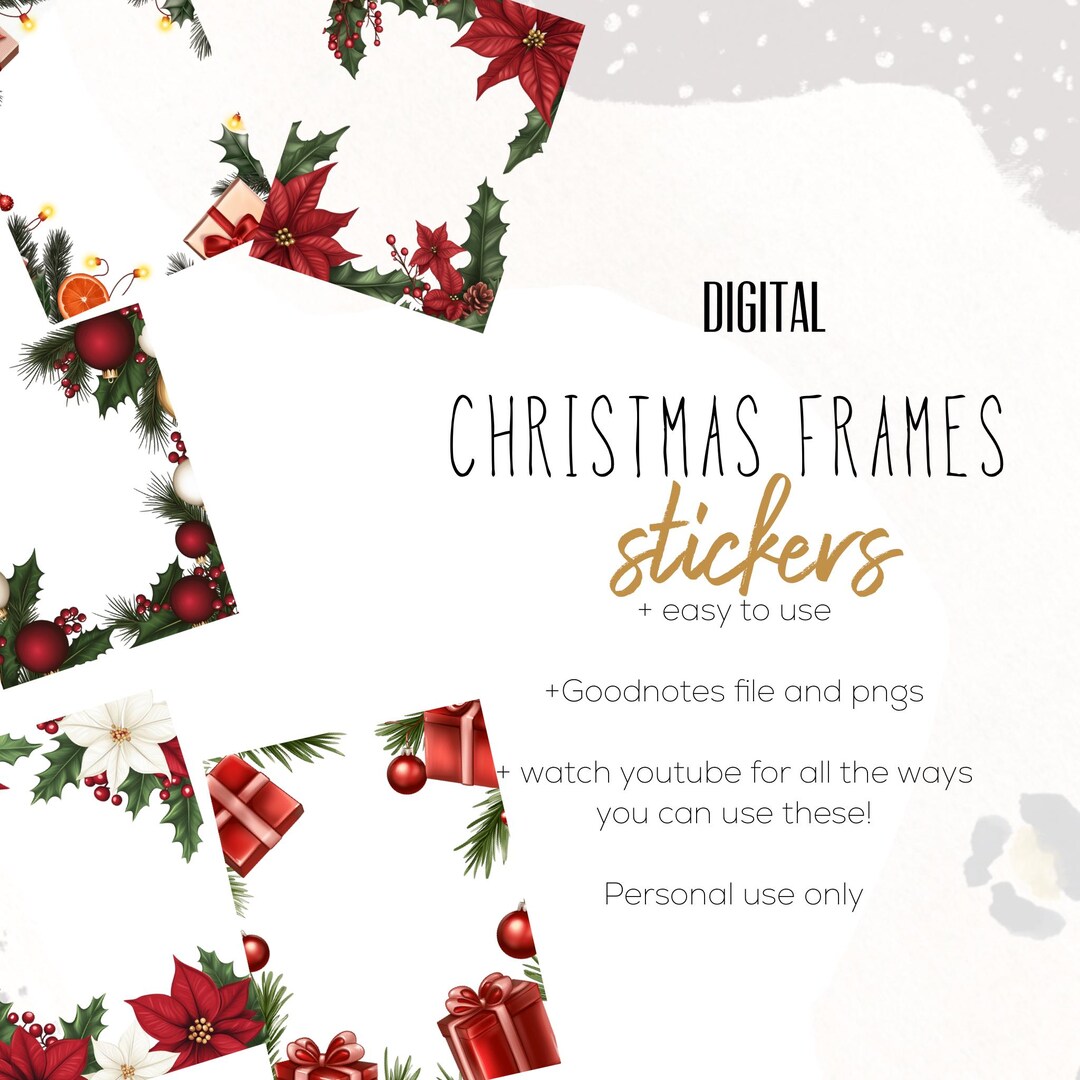 Christmas Frames Digital Stickers | Christmas Stickers, Goodnotes ...