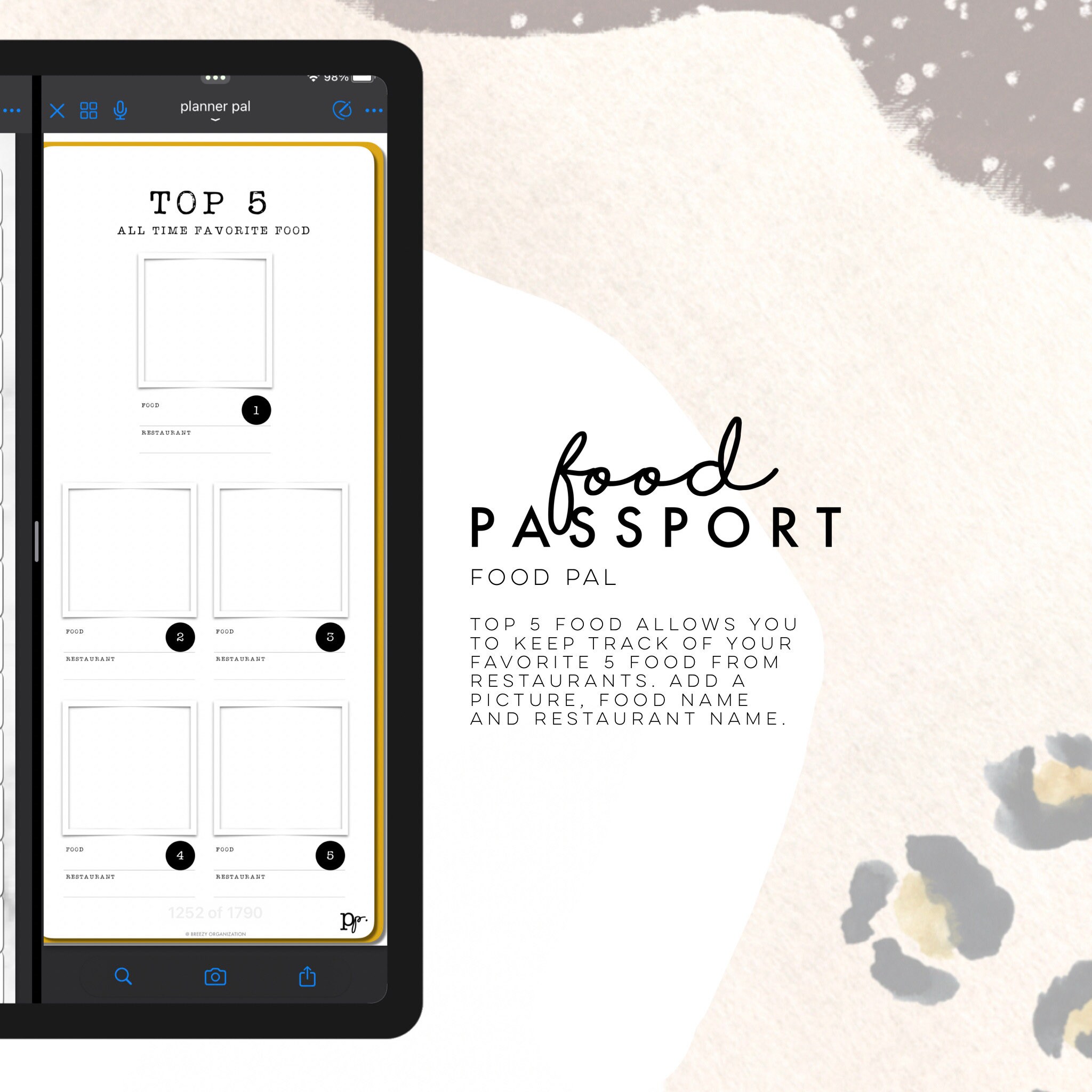 Splitscreenrestaurant Food Review Pal | Passport Style Digital Planner ...
