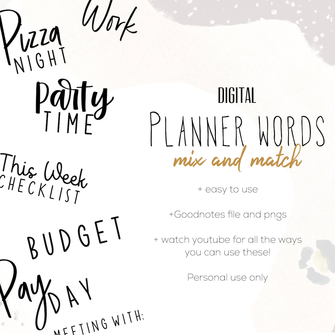 Planner Words Mix and Match Digital Stickers | Mix and Match Stickers ...