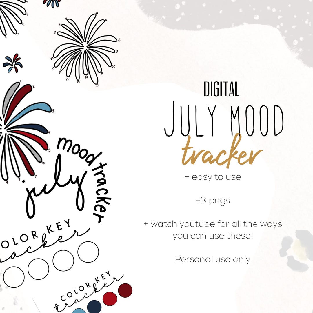 July Mood Tracker Stickers | Modern Digital Mood Stickers - Etsy