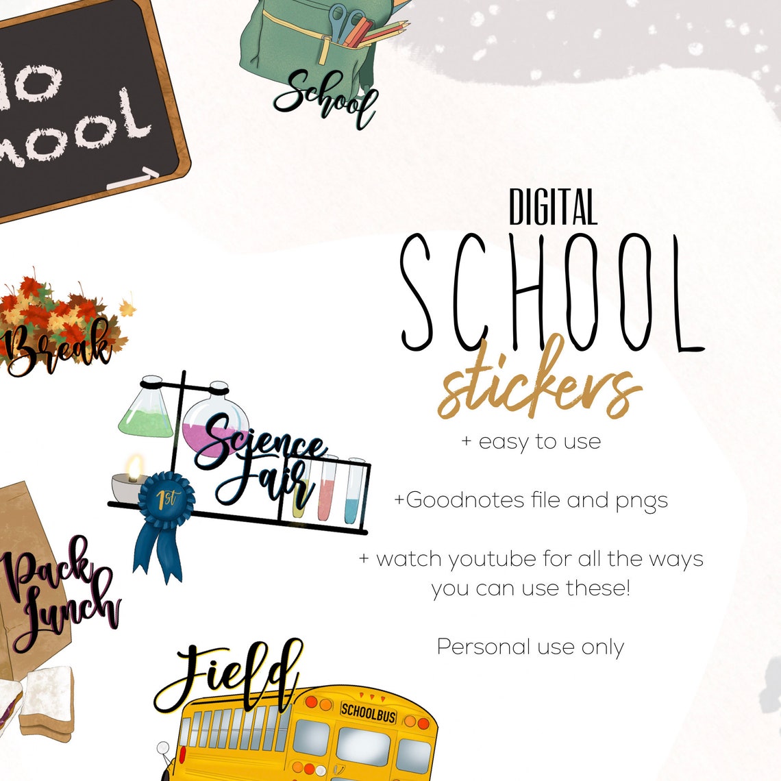 School Stickers for Goodnotes August Digital Stickers - Etsy